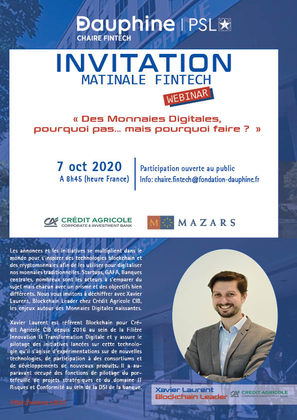 Matinale fintech du 07/10/2020 | Fondation Dauphine Matinale fintech du 07/10/2020 | Fondation Dauphine